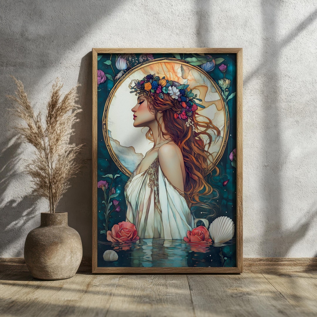 Aphrodite Goddess Print | Vintage Art Nouveau | Greek Goddess of Beauty ...