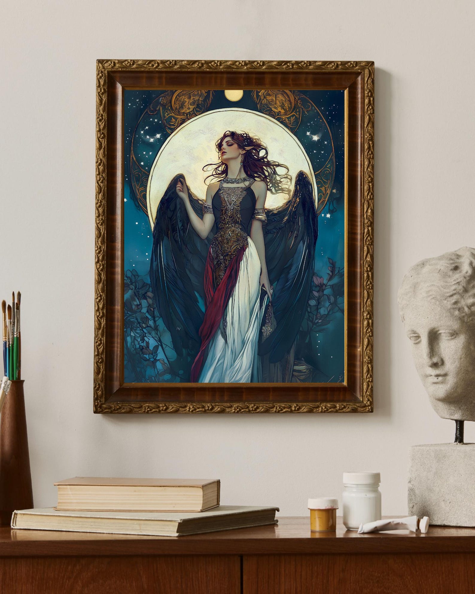 Lilith Goddess Print, Vintage Style Art Nouveau Print, Divine Feminine ...