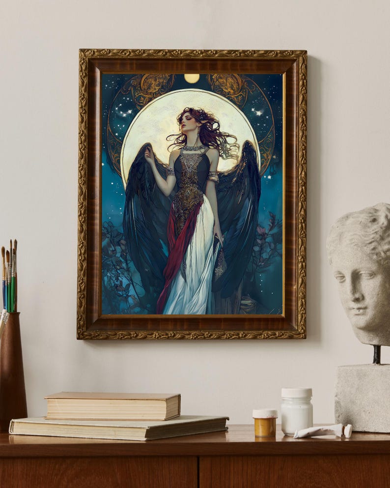 Lilith Goddess Print, Vintage Style Art Nouveau Print, Divine Feminine ...