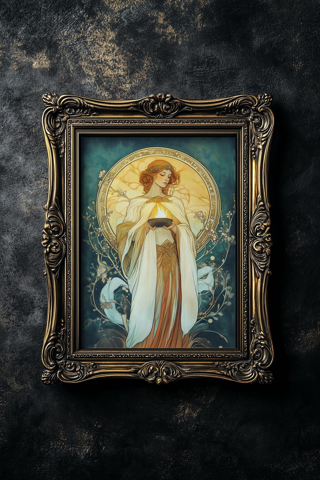 Hestia Art Nouveau Print: Greek Goddess of Hearth & Home (digital ...