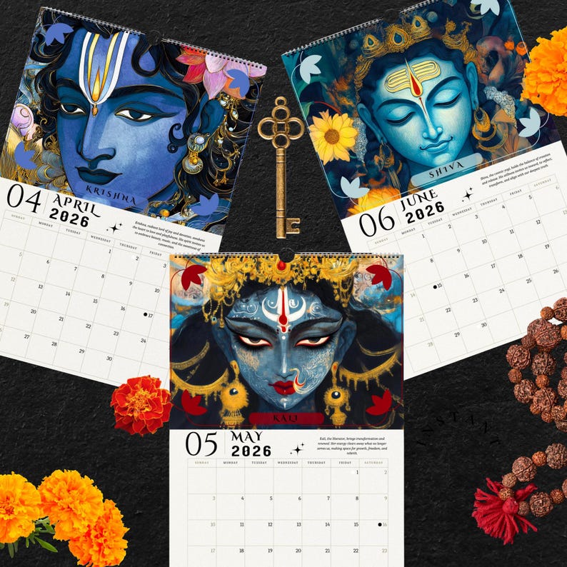 Hindu Deities 2026 Calendar: Spiritual Art Goddesses Ledger Sized ...