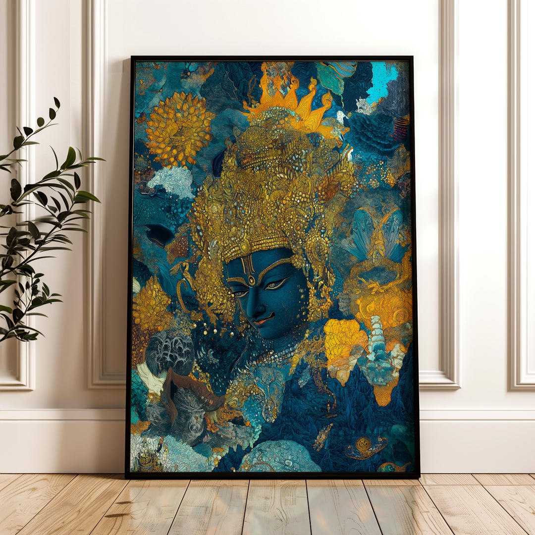 Vishnu Cosmic Art Print: Hindu God Psychedelic Wall Decor - Etsy