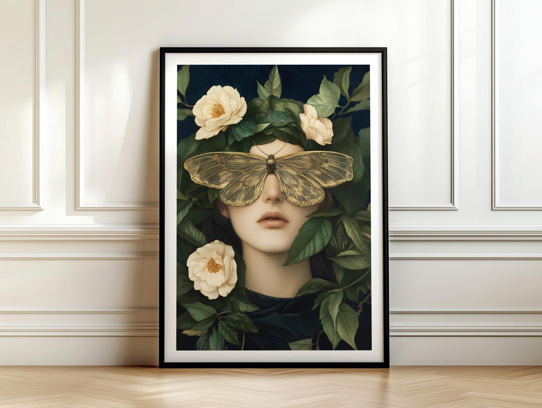 Moth Priestess Art Print: See No Evil Botanical Goddess, Dark Feminine ...