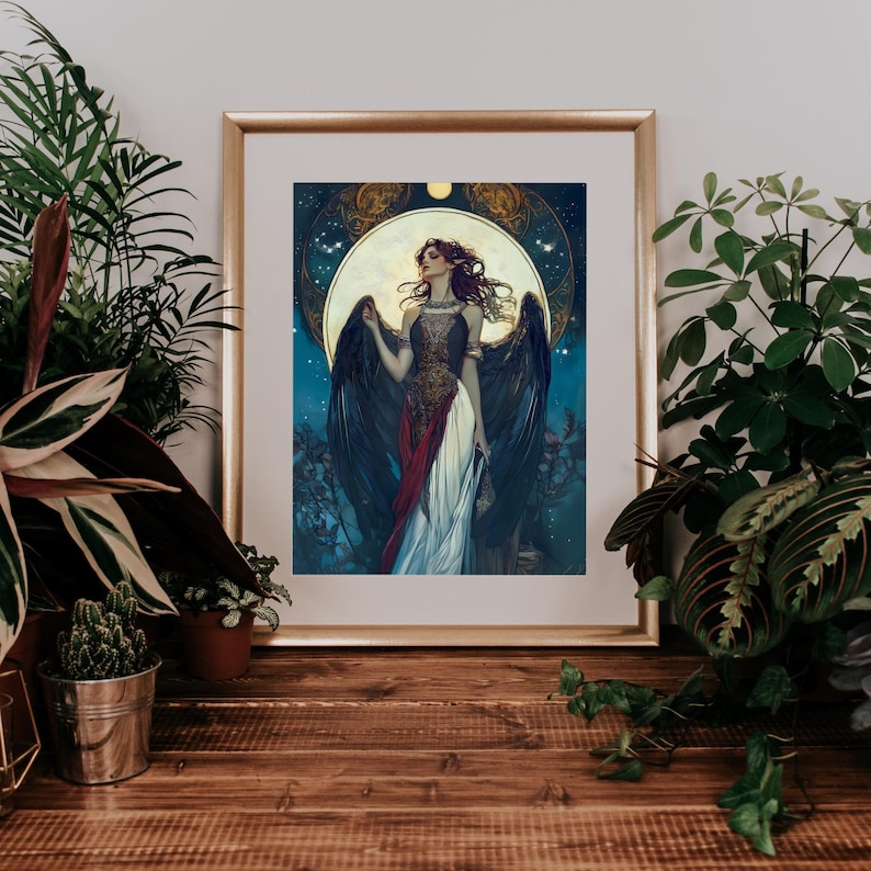 Lilith Goddess Print, Vintage Style Art Nouveau Print, Divine Feminine ...