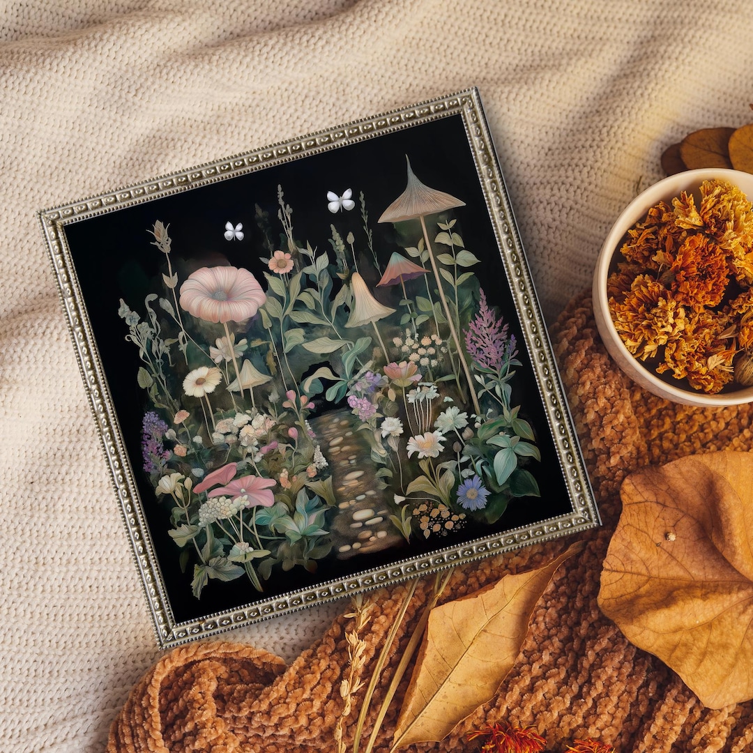 Folk Art Garden Painting Autumn Wall Art Enchanted Herb Folk Art Print ...