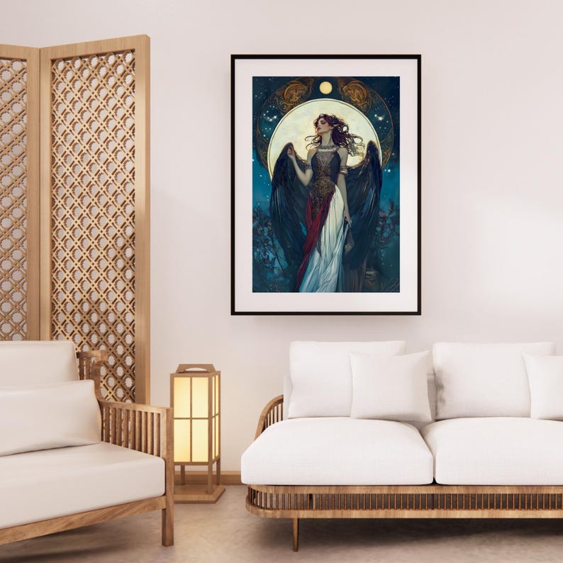 Lilith Goddess Print, Vintage Style Art Nouveau Print, Divine Feminine ...