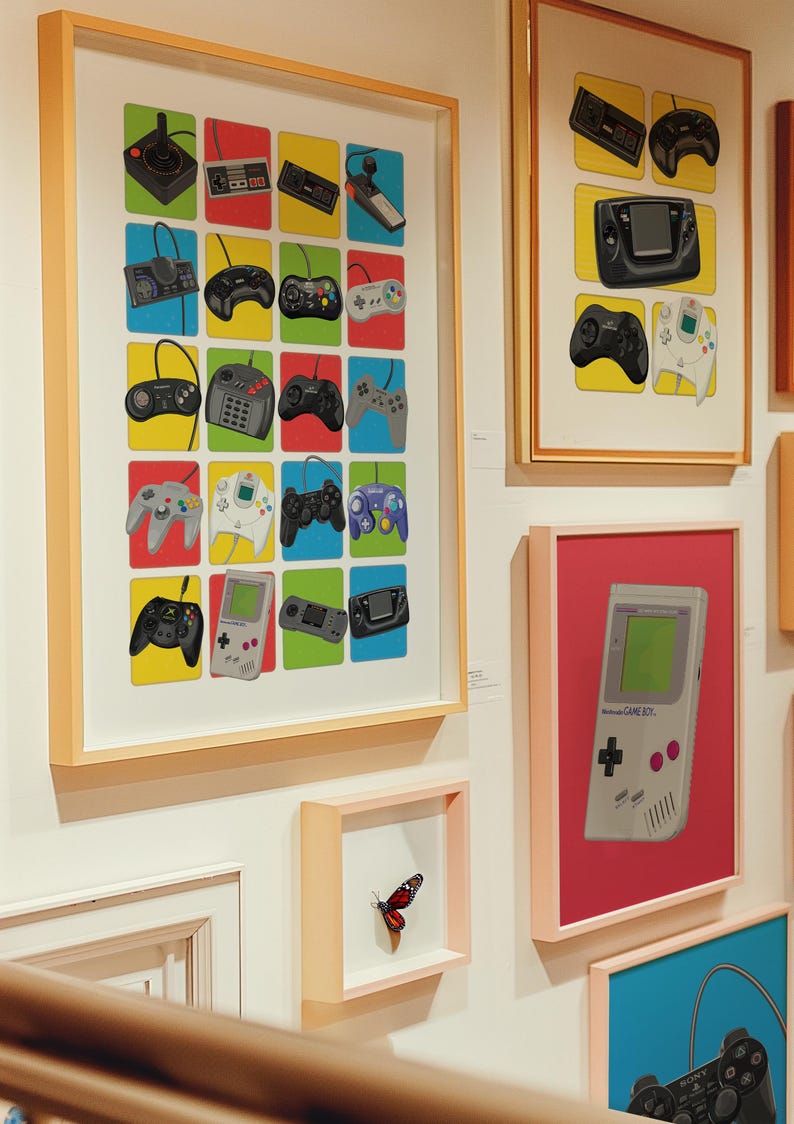 Retro Video Game Controller Art Print: Gamer Room Decor (digital ...