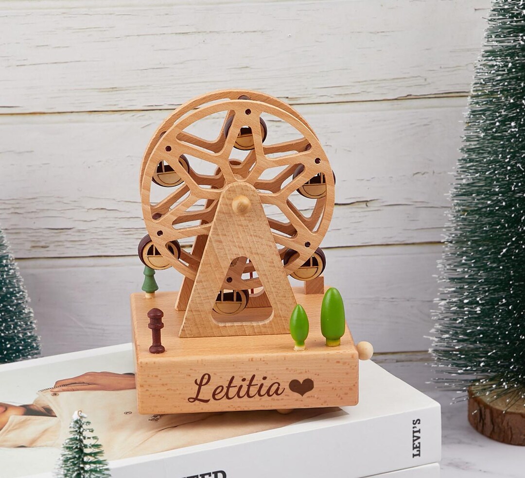 Custom Wooden Music Boxes With Names, Carousel Music Boxes, Christmas ...