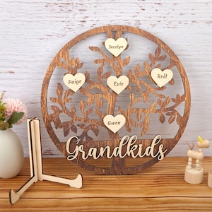 Personalized Grandkids Family Tree Sign, Birch Wood Gift - Etsy