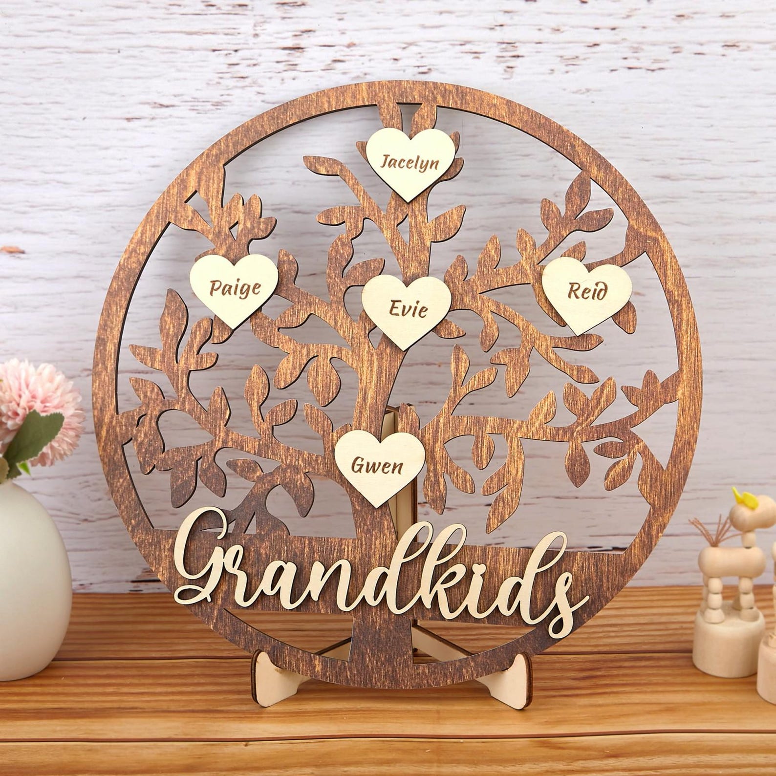 Personalized Grandkids Family Tree Sign, Birch Wood Gift - Etsy