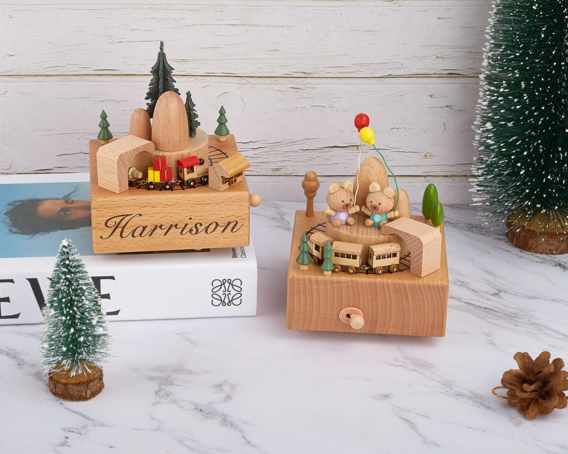 Personalized Wooden Train Music Box,christmas Train Music Box,children ...