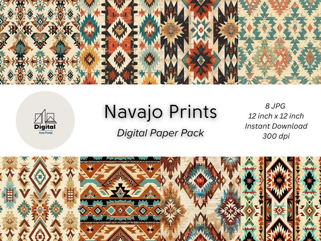 Navajo Prints Digital Paper Pack | Native American Pattern | Tribal ...