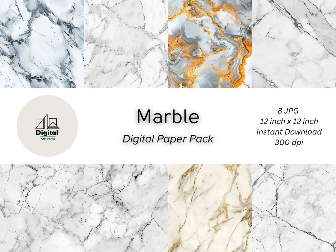 Marble Background Digital Paper Pack | Textured Design | Printable Art ...