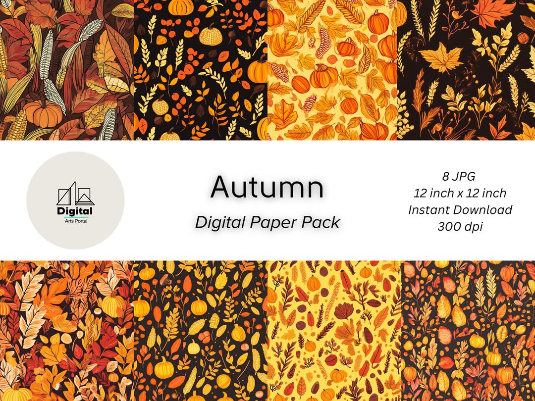 Autumn Leaves Digital Paper Pack | Fall Harvest Patterns | Seamless ...