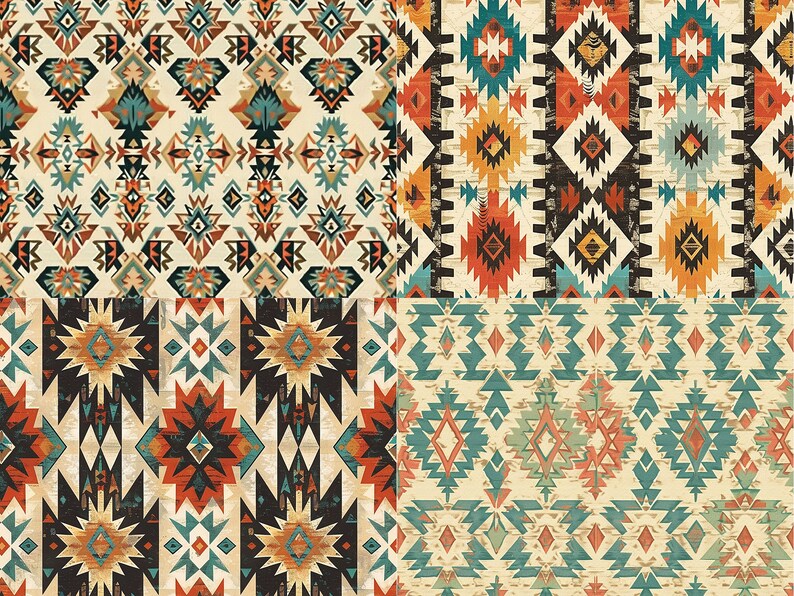 Navajo Prints Digital Paper Pack | Native American Pattern | Tribal ...