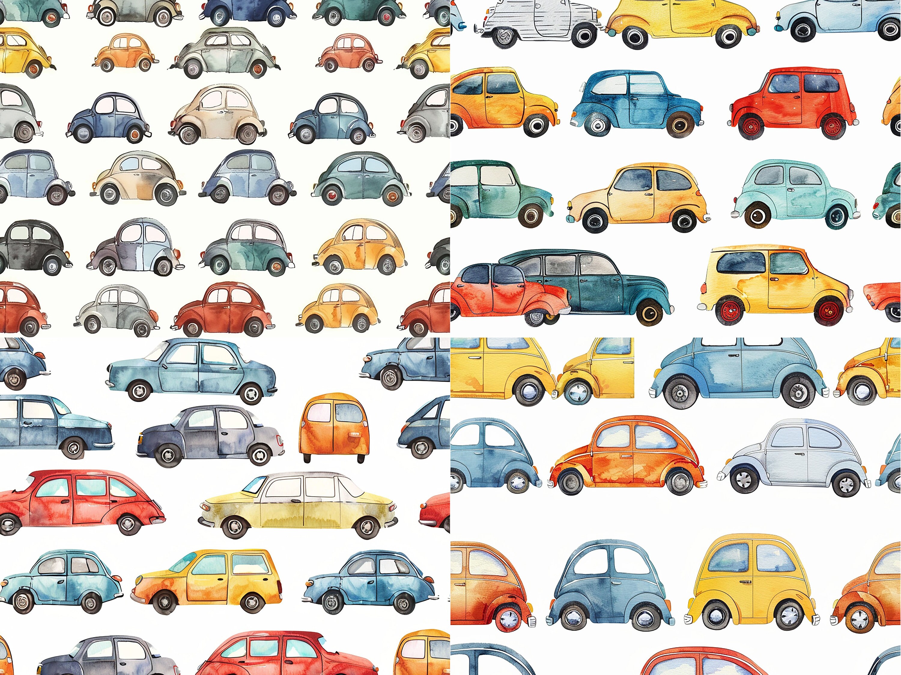 Cars Digital Paper Cars Clipart Set Seamless Pattern Car Printable ...