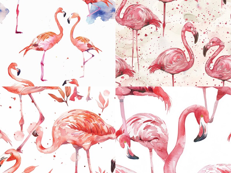 Watercolor Flamingo Digital Paper Pack | Cute Animal | Flamingo Prints ...