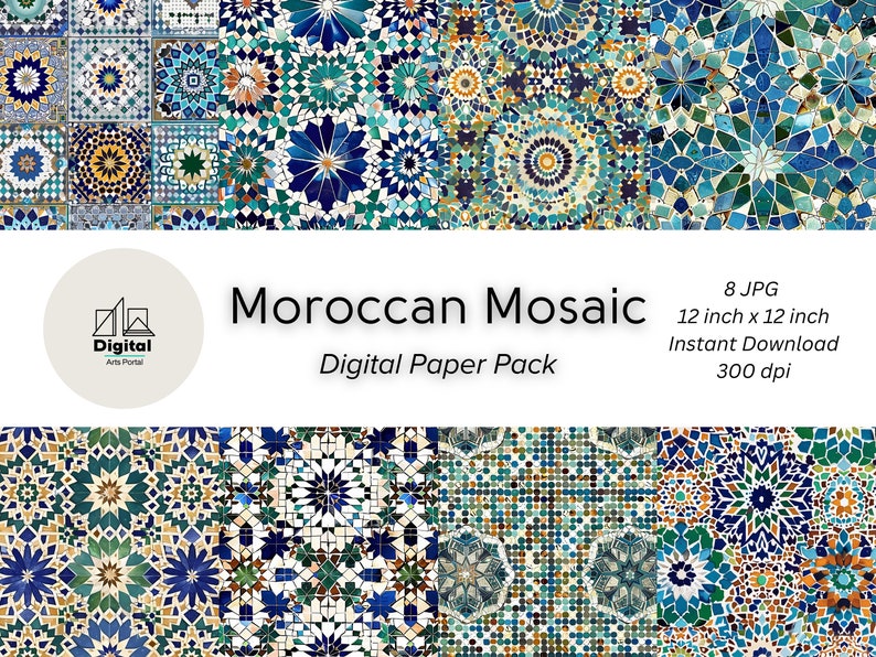 Moroccan Mosaic Digital Paper Pack: Tile Patterns (instant Download) - Etsy