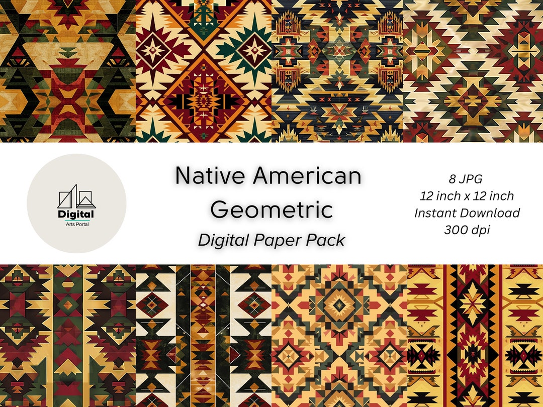 Native American Geometric Digital Paper Pack | Native Tribal Pattern ...