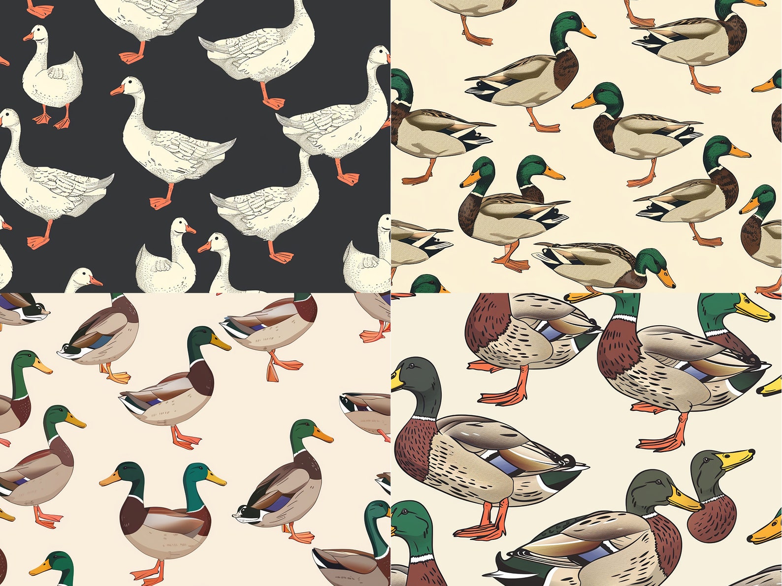 Illustrated Ducks Digital Paper Pack | Cute Duck Graphics | Duck ...
