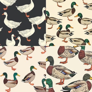 Illustrated Ducks Digital Paper Pack | Seamless Patterns (instant ...