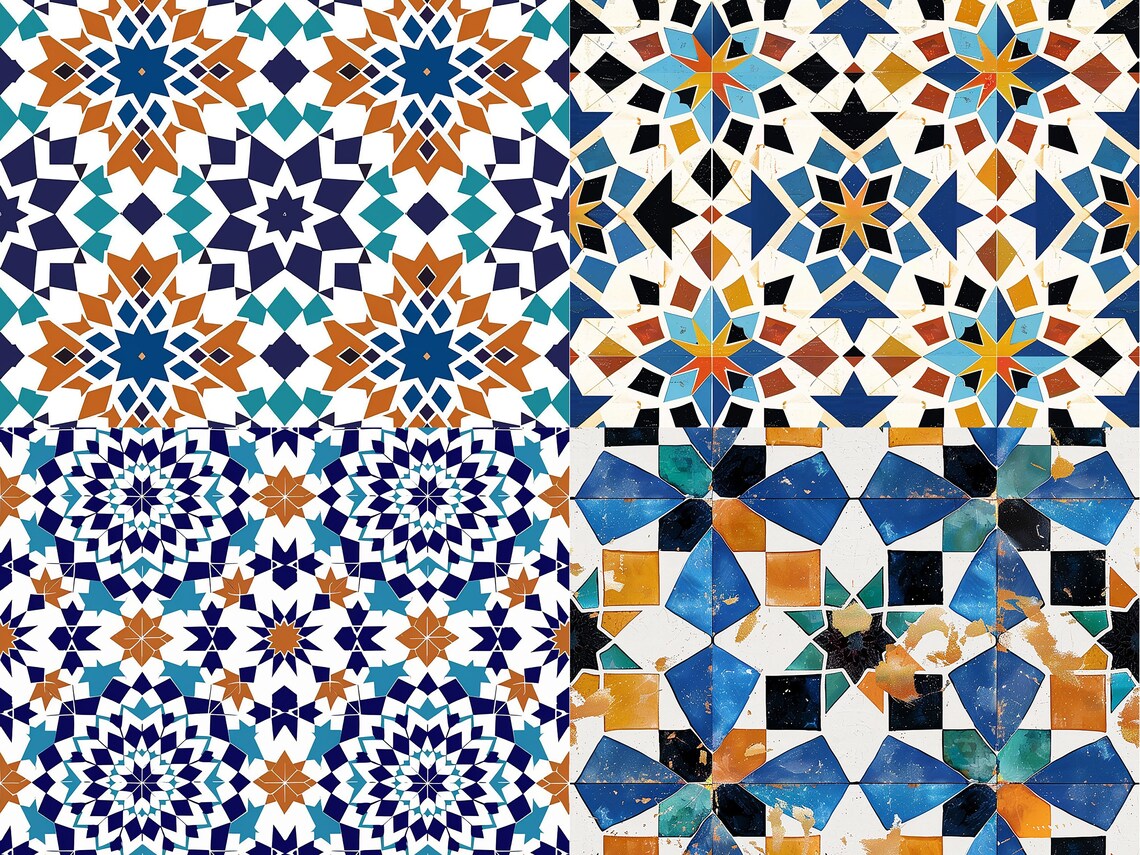 Moroccan Tile Digital Paper Pack: Geometric Patterns (instant Download ...