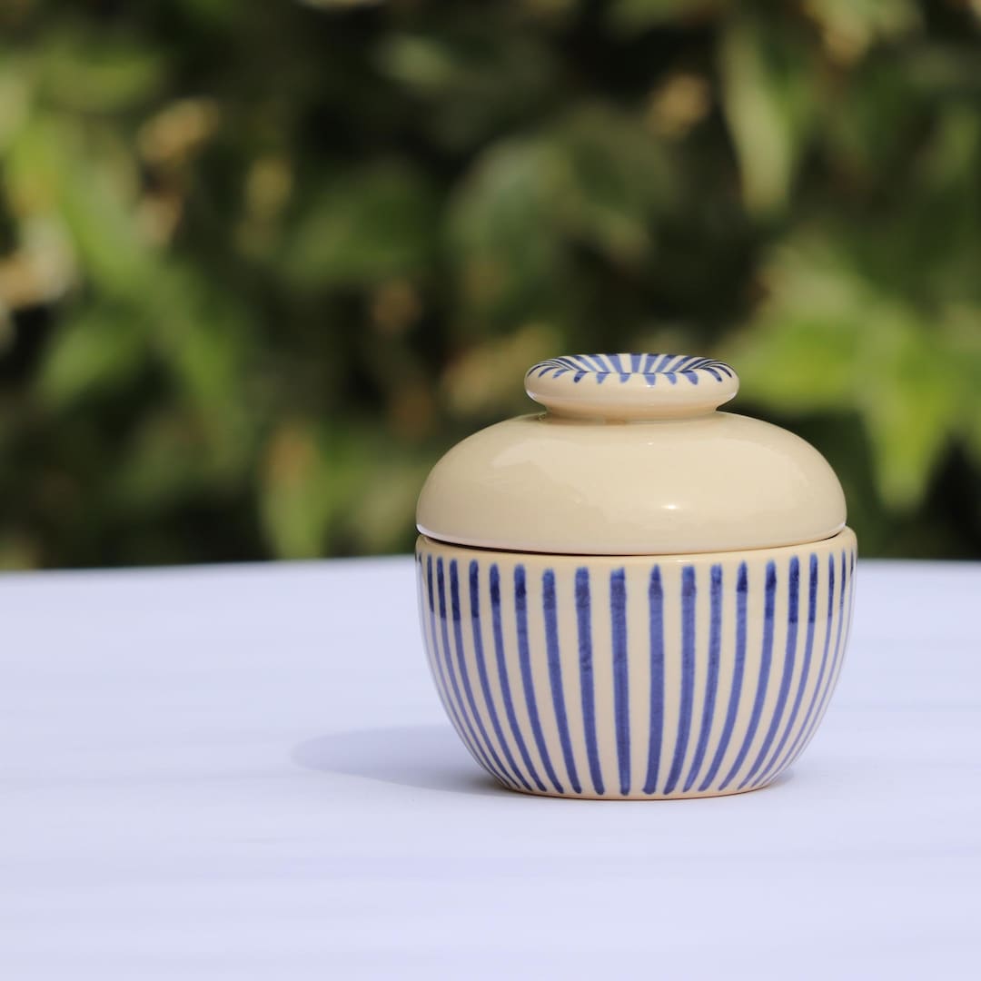 River of Ganga Ceramic Pot With Lid, Hand Painted in Vietnam - Etsy