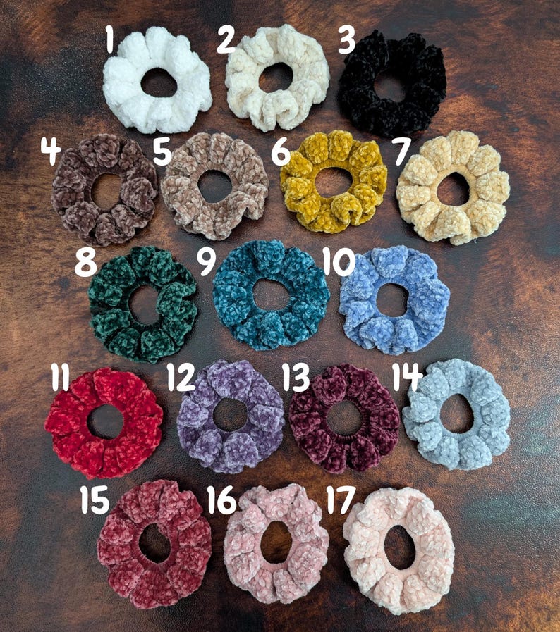Velvet Scrunchie, 3 Sizes, Crochet, Handmade, Hair Accessory, Multiple ...