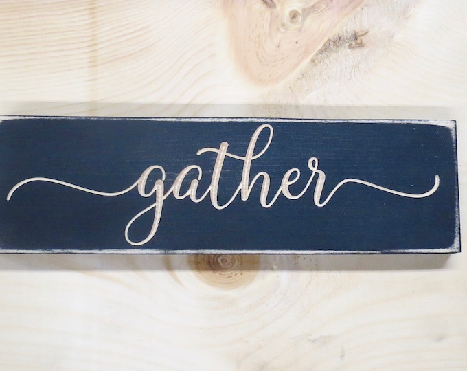 Gather Lightly Distressed Wood Sign - Etsy