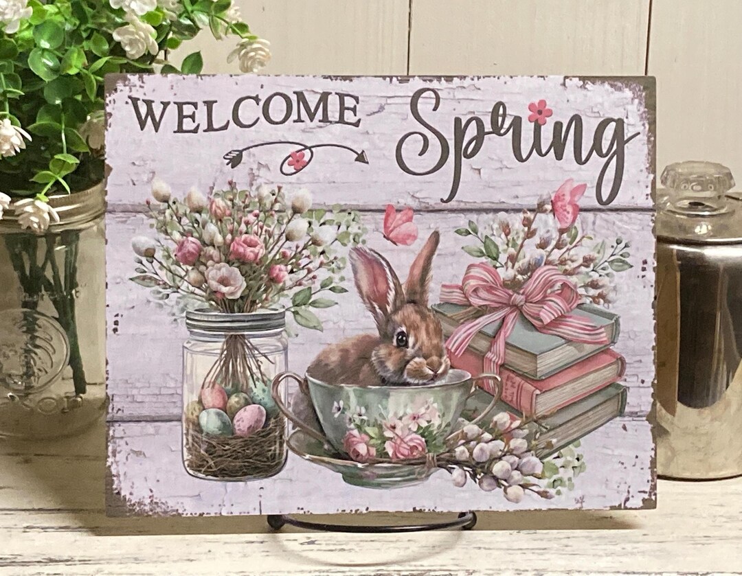 Welcome Spring Wood Wall Hanging Sign, Springtime, Sign for Spring ...