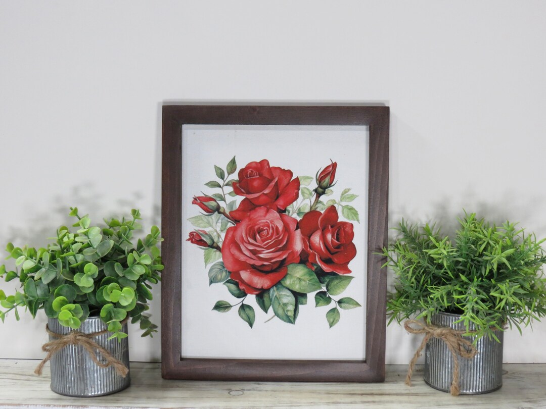 Red Roses Farmhouse Style Wall Decor, Wall Hanging Decor, Roses ...