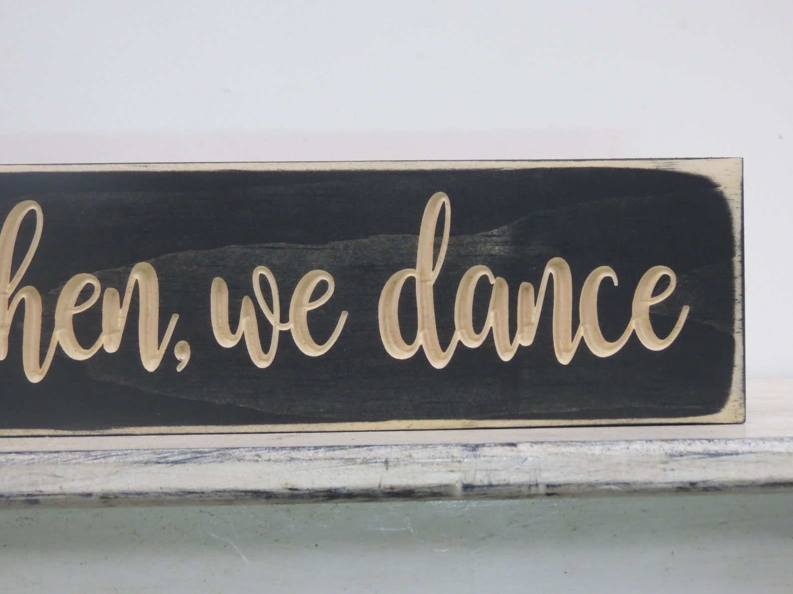 In This Kitchen We Dance Lightly Distressed Wood Sign - Etsy