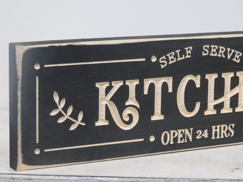 Kitchen Serve Yourself Lightly Distressed Wood Sign - Etsy