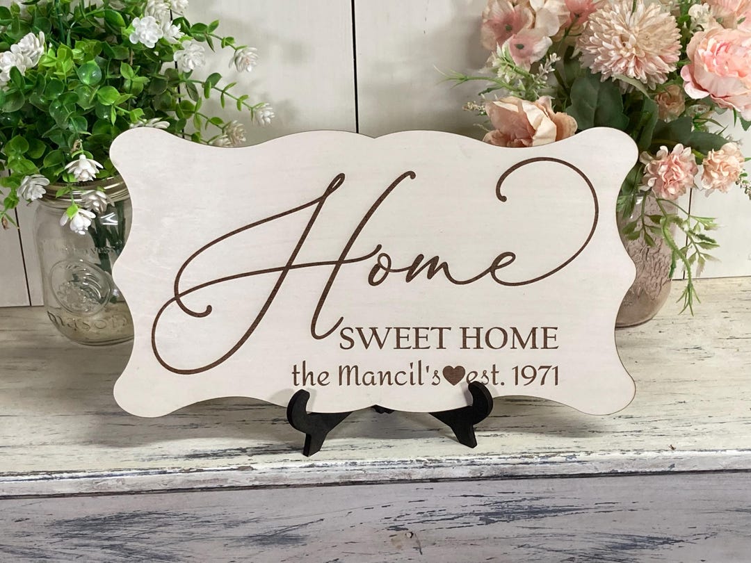 Personalized Home Sweet Home Wood Wall Hanging Sign, Custom New Home ...