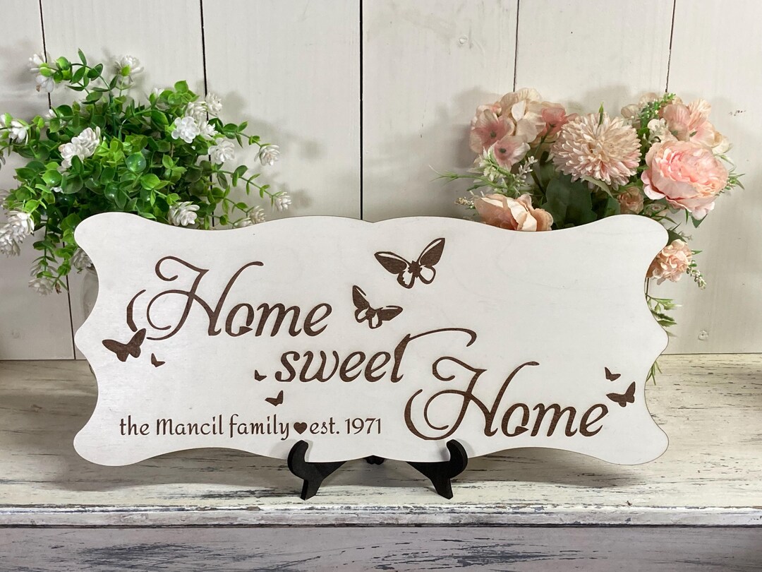 Personalized Home Sweet Home Wood Wall Hanging Sign, Custom New Home ...