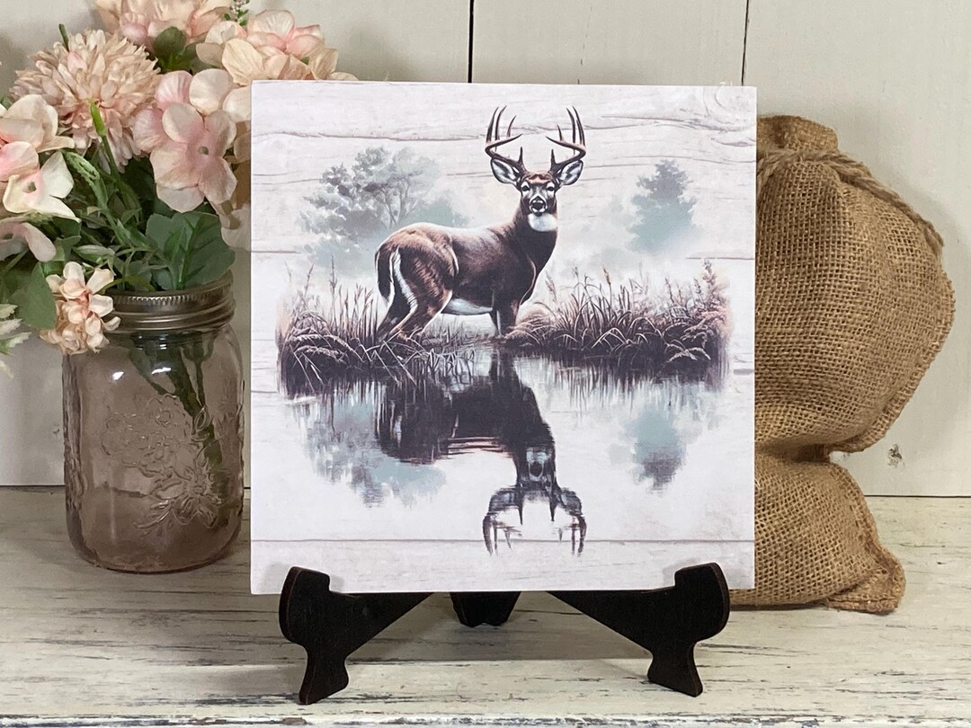 Marsh Deer Wood Wall Hanging Picture, Gift for Deer Hunter, Hunting ...