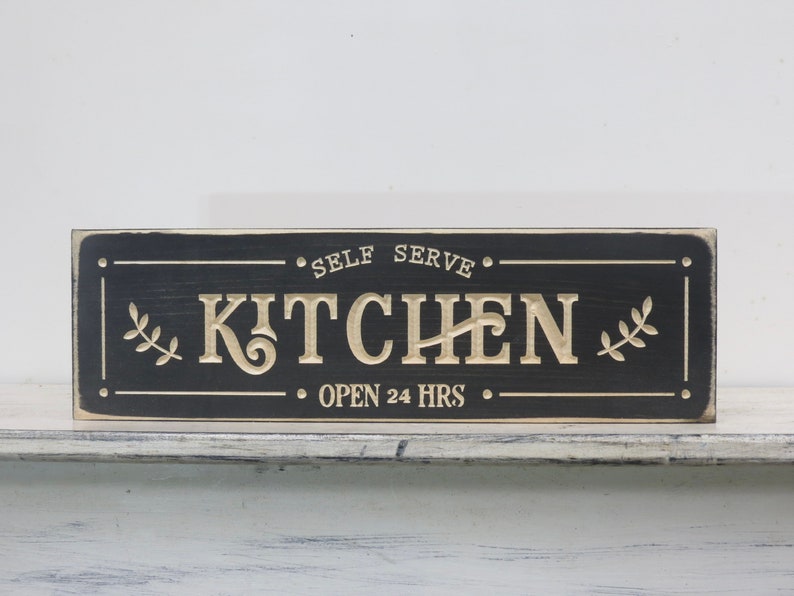 Kitchen Serve Yourself Lightly Distressed Wood Sign - Etsy