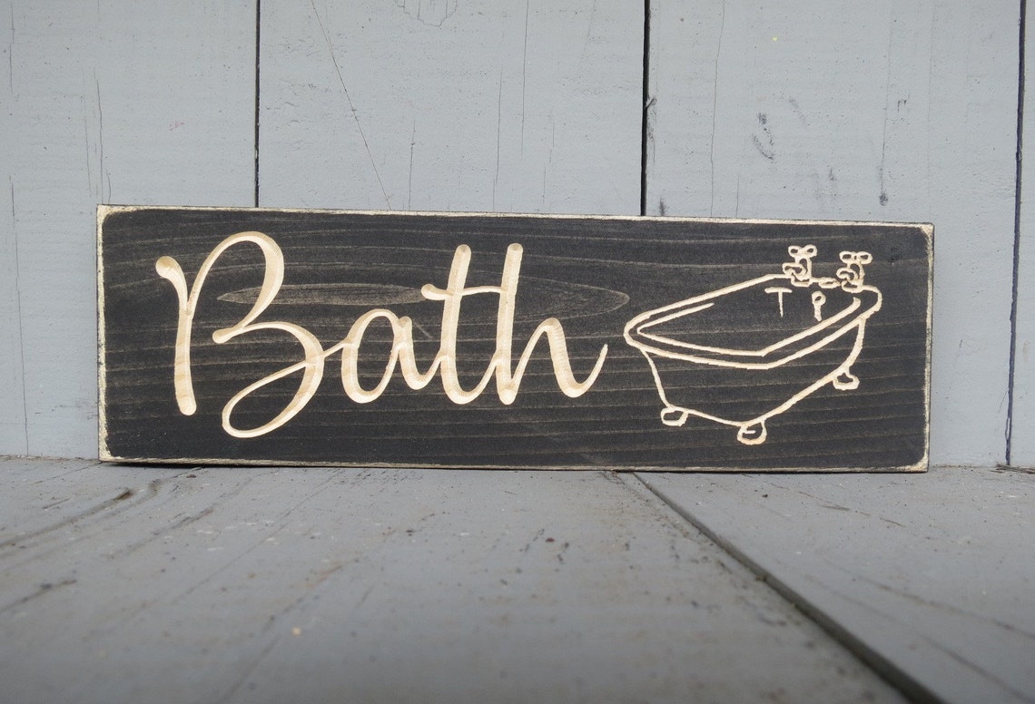 Bath Sign Bathroom Sign Bathroom Decor Wood Sign Bathroom - Etsy