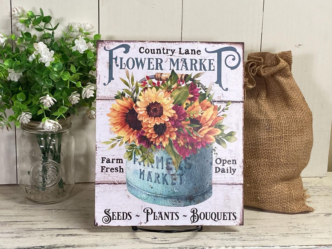 Country Lane Flower Market Wall Hanging Sign, Grow Your Own Sunflower ...