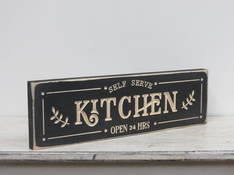 Kitchen Serve Yourself Lightly Distressed Wood Sign - Etsy