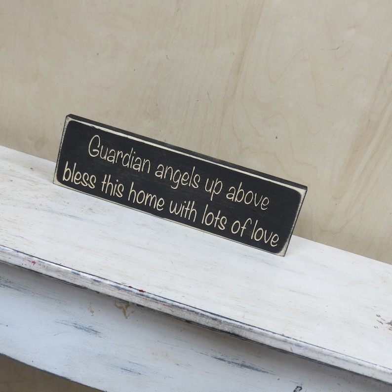 Guardian Angels up Above Lightly Distressed Wood Sign - Etsy