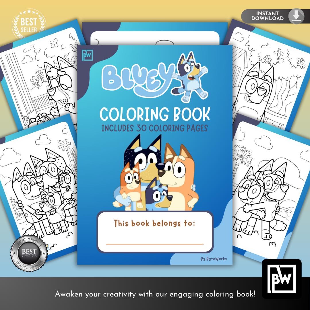Famous Blue Dog Puppy Cartoon Coloring Book 30 Pages - Etsy