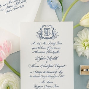 Classic, Elegant Calligraphy Wedding Invitations With Intertwined ...
