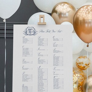 DAPHNE | Navy Blue Wedding Seating Chart With Elegant Monogram, Classic ...