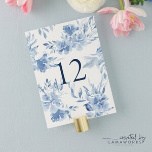 ALEXANDRA | Blue Floral Table Number Printed, Victorian Wedding Printed ...
