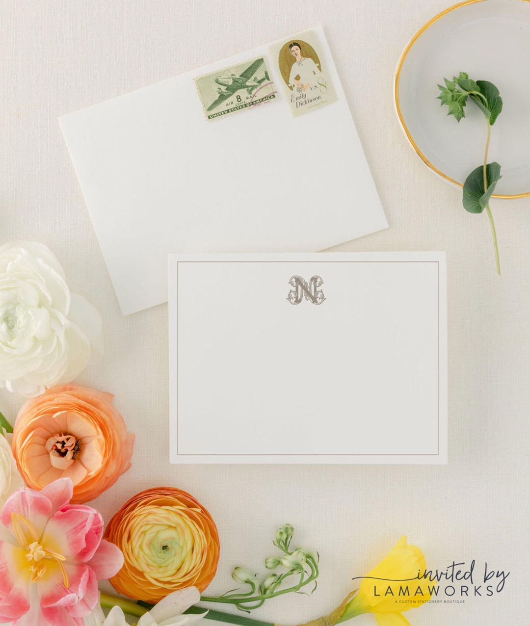 Personalized Note Card Set, Monogrammed Note Card, Monogram Stationery ...