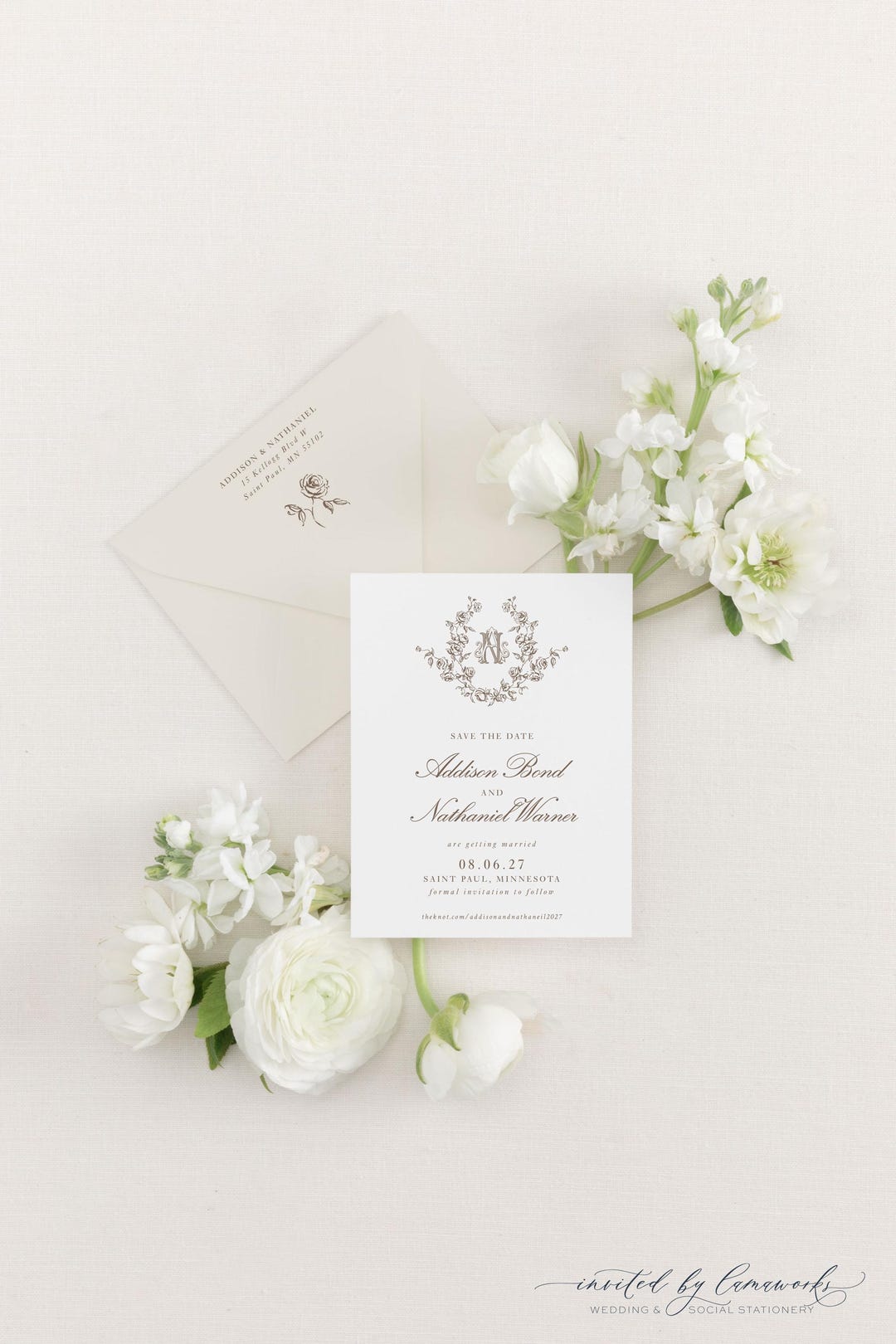 ADDISON | Classic Crest Save the Date – Elegant Monogram Semi-custom ...