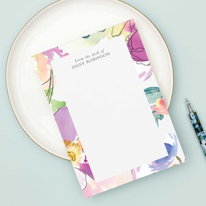 Personalized Notepad With Bright Flowers, Personalized Note Pad, Family ...