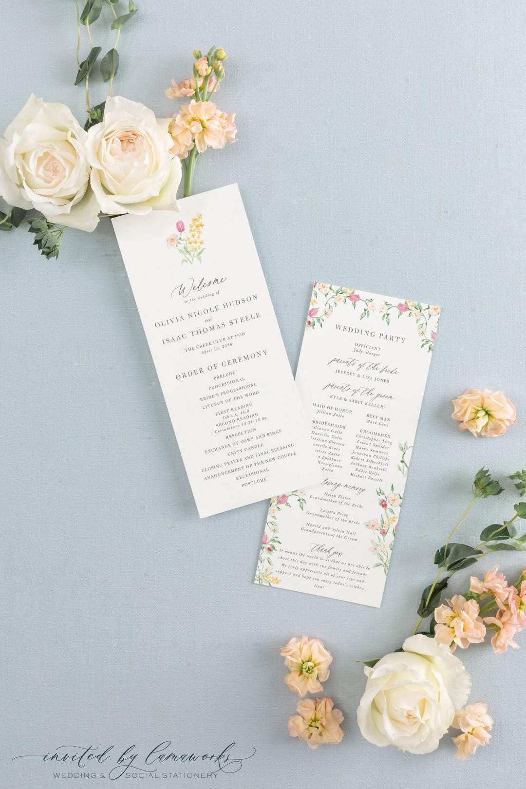 OLIVIA | Floral Wedding Ceremony Programs Printed, Elegant Wedding ...