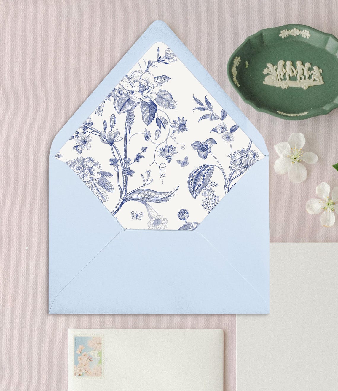VINTAGE TOILE Flower Wedding Envelope Liner, Printed Envelope Liners ...